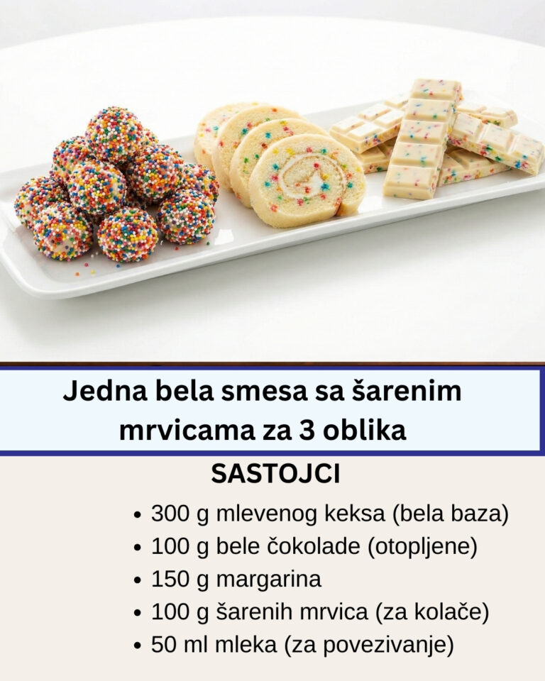 Jedna bela smesa sa šarenim mrvicama za 3 oblika – kuglice, rolat i ...